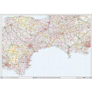 Postcode sector map - (s2) - devon dorset - somerset - wall map-paper ...