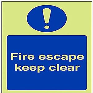 Vsafety glow in the dark escape route houd duidelijk teken - 200mm x 200mm - rigid plastic ...