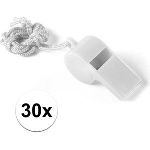30x voordelig plastic fluitje aan koord - scheidsrechterfluitjes ...