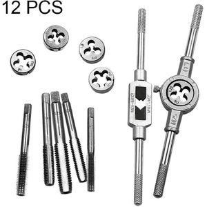 12 pcs multi-specification tap and die combination set hand metric wire ...