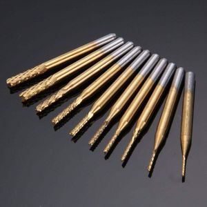 10 pcs titanium coated carbide pcb engraving cnc bit router tool 01mm ...