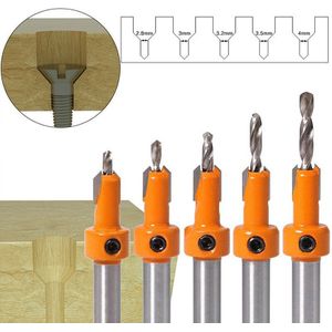 5 stks hss verzinkboor afschuining boor set 5-6-8-10-12 pilot gat houtbewerking tool ...