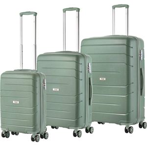 Travelz hybrid world map kofferset - trolleyset 3-delig met tsa-slot ...