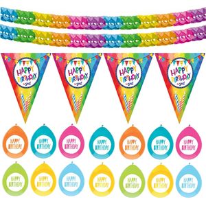 Verjaardag versiering pakket happy birthday - ballonnen-vlaggetjes ...