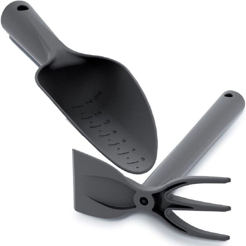 Set van een zwarte kunststof hark/schoffel en tuinschep 29 cm - Harken ...