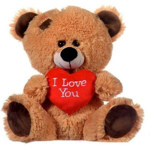 Pluche knuffel valentijn i love you beertje 10 cm met hartjes wenskaart ...