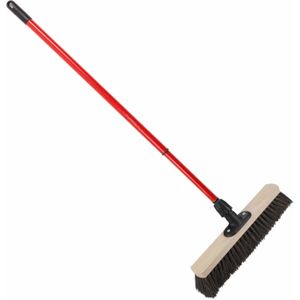 Houten straatbezem-buitenbezem arenga 40 cm met metalen telescoopsteel geel 80 - 130 cm - harde ...