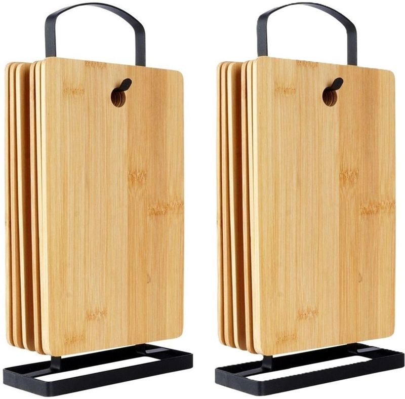 Excellent Houseware Broodplankjes met houder - 12x - bamboe hout - 22 x ...