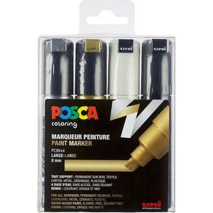 Posca stiften set 8k wit-zwart-goud-zilver - Kantoorartikelen online ...