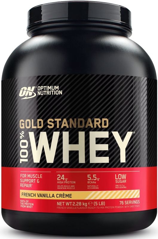 Optimum Nutrition Gold Standard % Whey Protein French Vanilla Proteine ...