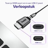 Buddi Ease - USB-C naar HDMI Adapter - Grijs - 4K@60Hz - Voor Laptop en ...