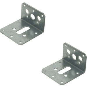 4x hoekankers - stoelhoeken staal verzinkt - 4 x 10 cm - slobgat 4 x 12 ...