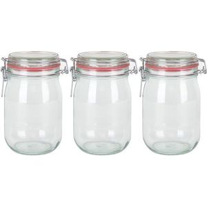 3x weckpot-inmaakpot 500 ml met rode rubberen ring klepdeksel en ...