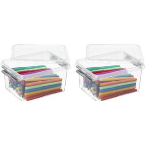 Sunware set van 4x opslagboxen kunststof 24 liter transparant 42 x 33 x ...