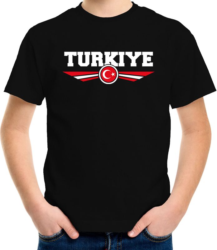 Turkije / Turkiye landen t-shirt met Turkse vlag zwart kids - landen ...