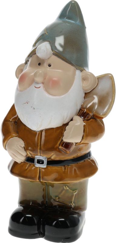 Set van 2x stuks tuinkabouters blauw met bijl en geel met schep 27 cm ...