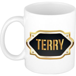 Terry naam cadeau mok - beker met gouden embleem - kado verjaardag ...
