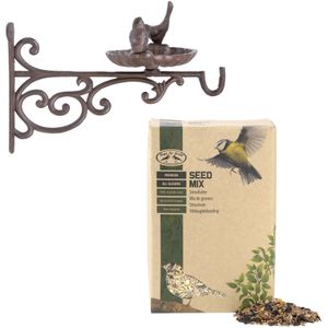 Wand vogel voederbak-drinkbak met haak gietijzer 19 cm inclusief ...