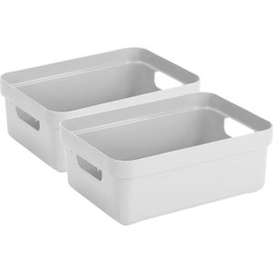 4x stuks donkerblauwe opbergboxen-opbergdozen-opbergmanden kunststof ...